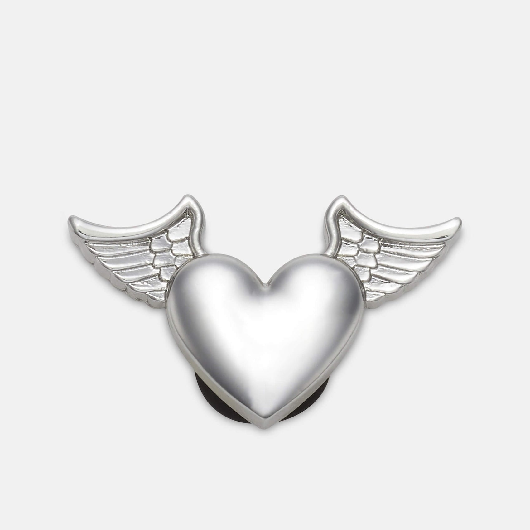 Jibbitz Badge - Silver Metal Heart and Wings