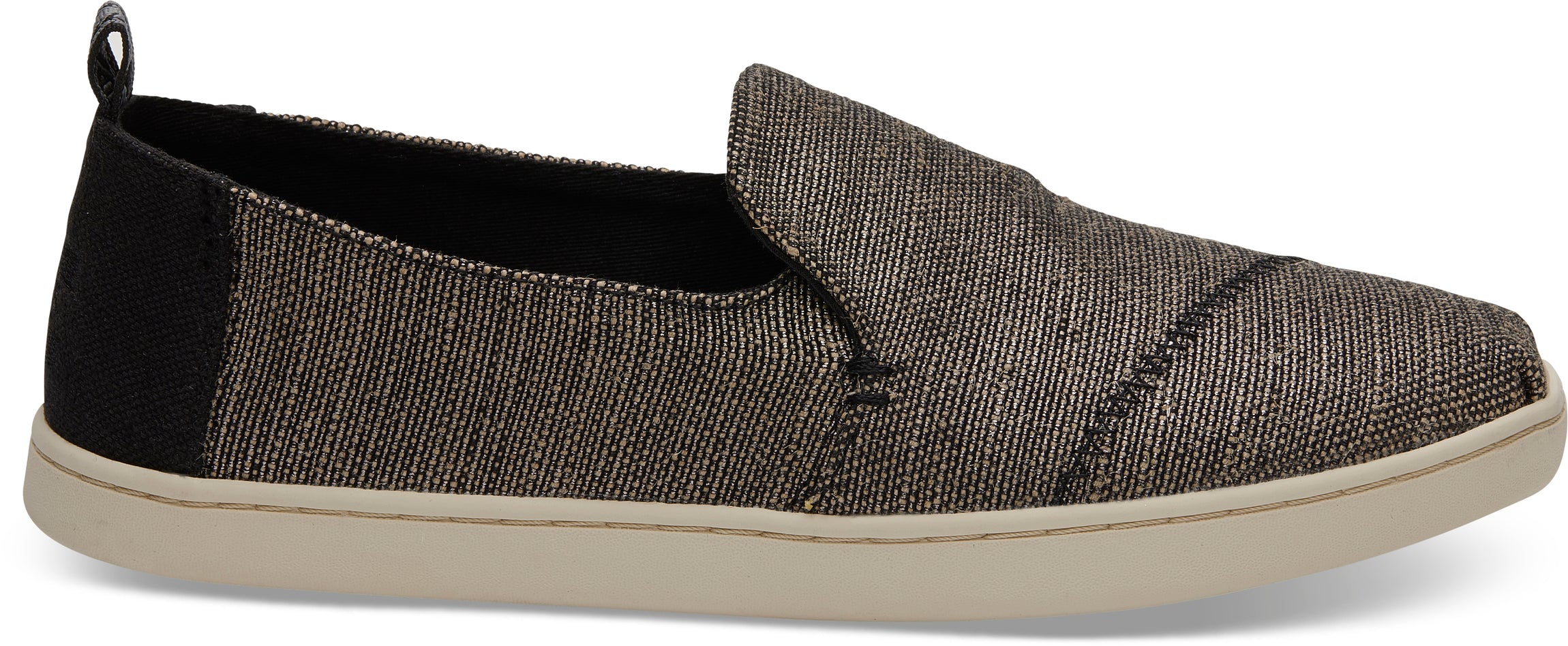 Dámské černé metalické slipony TOMS Deconstructed Alpargata Slip On